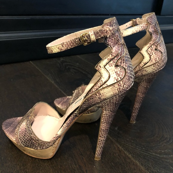 Miu Miu | Shoes | Miu Miu Snake Embossed Leather Platform Heel | Poshmark